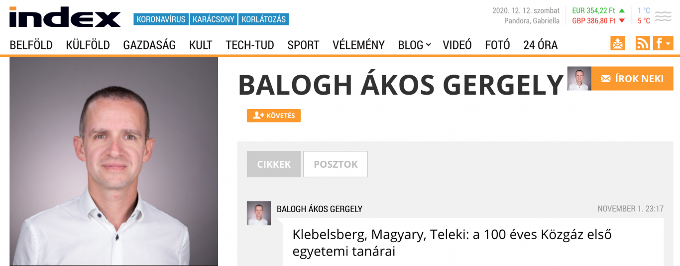 Újra régi az Index: visszatért Balogh Ákos Gergely