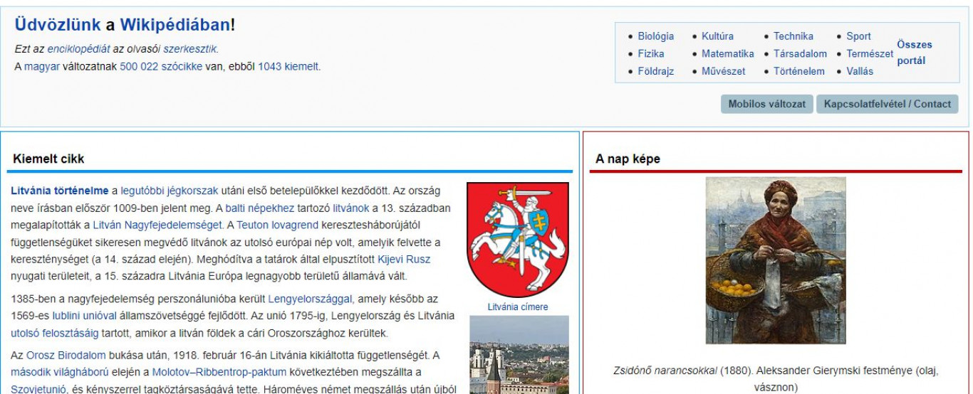 Megszületett a magyar Wikipédia ötszázezredik szócikke