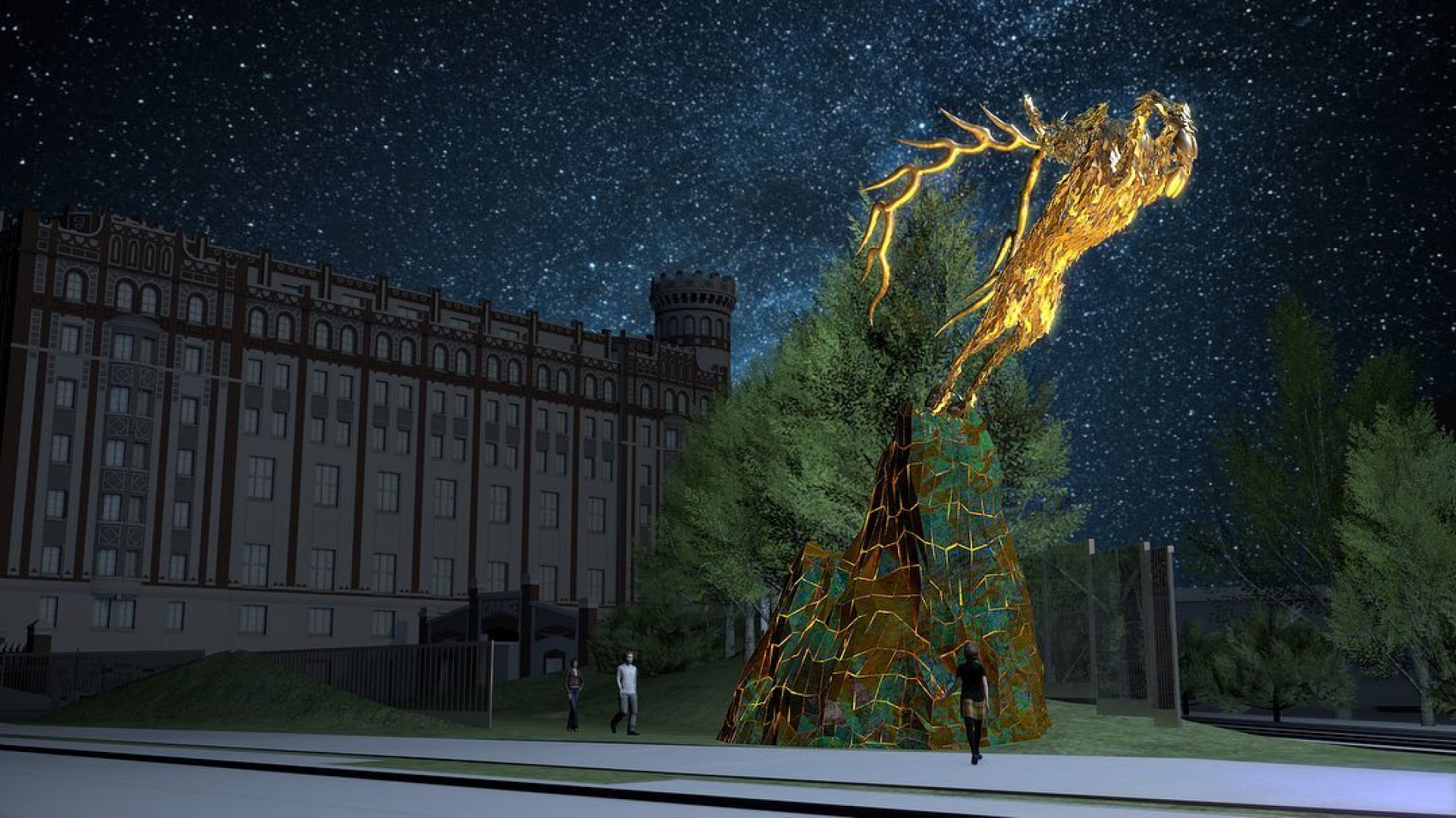 Szőke Gábor Miklós égig érő, arany bevonatú csodaszarvast épít a volt ...